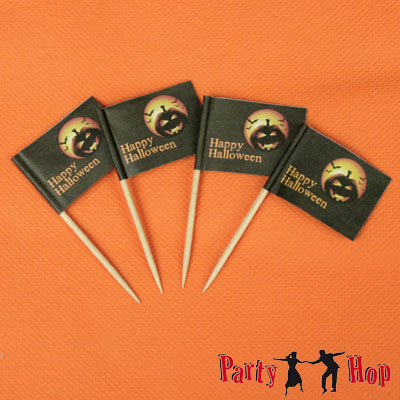 Partypicker / Flaggenpicker Happy Halloween - 50 Stück | Party-Hop.de
