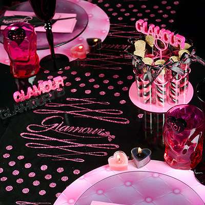 Tischdeko Tischaufsteller Glamour Glitter Party Dekoration Mottoparty ...