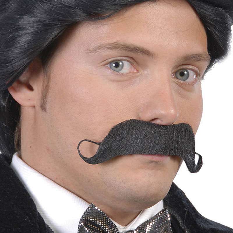 Karneval Kostüm Zubehör | Schwarzer falscher Schnurrbart - Zwirbelbart
